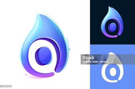 순수한 물방울 O 편지 로고 친환경 3d 사실적인 아이콘입니다 겹치는 수채화 스타일의 거친 물결 이니셜 3차원 형태에 대한 스톡 벡터 아트 및 기타 이미지 Istock