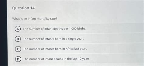 Solved Question 14what Is An Infant Mortality Ratethe
