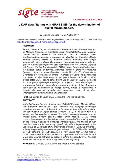 Pdf Lidar Data Filtering With Grass Gis For The Determination Of