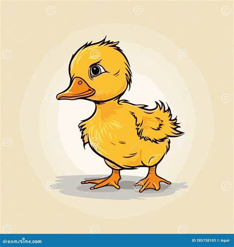 Duckling Hand Drawn Illustration Duckling Vector Doodle Style Cartoon