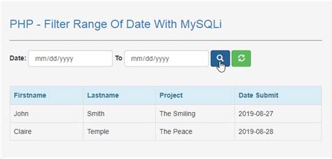 filter range of date with mysql using php campcodes