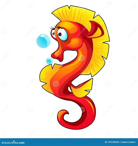 Cavalo Marinho Vermelho Bonito Isolado No Fundo Branco Ilustra O Do
