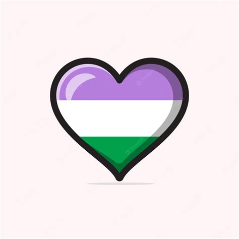 Premium Vector Genderqueer Flag In Heart Shape Vector Illustration