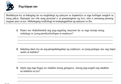 Pag isipan mo Hinihikayat ka sa bahaging ito | StudyX