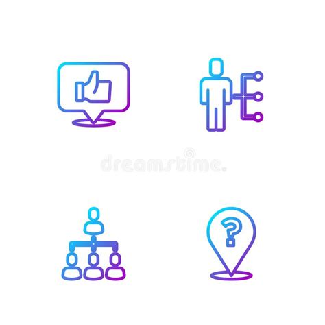 Set Line Question Mark Hierarchy Organogram Chart Hand Like And User