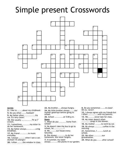 Simple Present Crosswords Wordmint