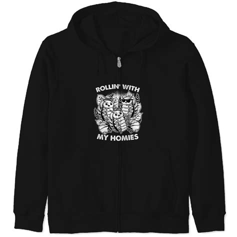 Isopod Pill Bug Rollie Pollie Rollin With The Homies Zip Hoodies Sold By Ethan Poole Sku