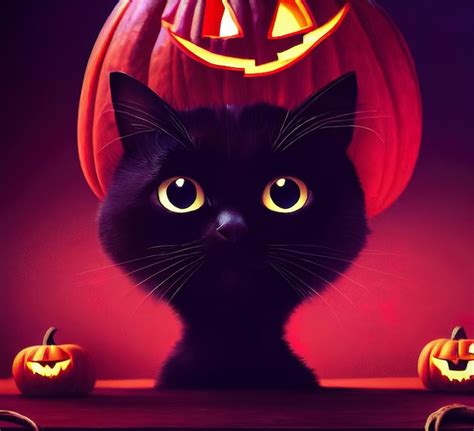 Ilustración de un lindo gato negro de halloween con ilustración animada