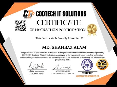 Hackathon Python Coding Certificate Achievement Congratulations