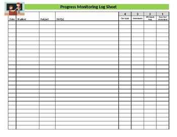 Progress Monitoring Log Sheet By Classroom Express TpT