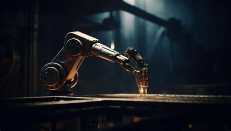 Robotic Arm In Futuristic Factory Automates Metal Production Line Generated By Ai 24616139 Stock