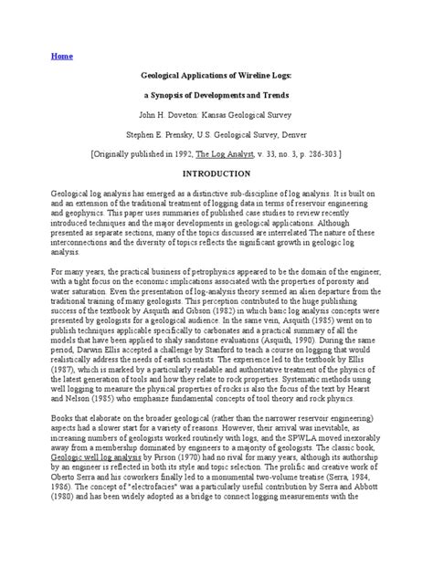 Geological Applications Of Wireline Logs Pdf Pattern Recognition Artificial Neural Network