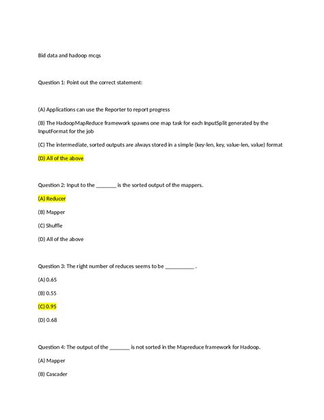 Bid Data And Hadoop Mcqs Scholarfriends