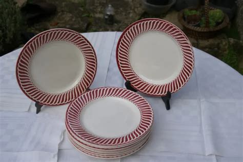Ensemble De 10 Assiettes Plates Anciennes Digoin Sarreguemines Jacquot