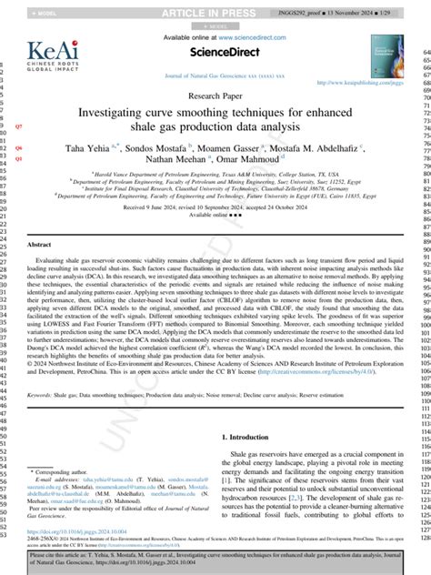 Yehia Investigating Curve Smoothing Techniques For Enhanced Shale Gas Production Data Analysis
