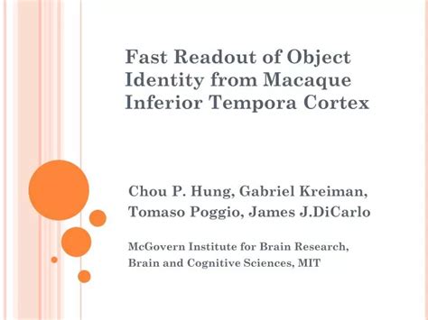 Ppt Fast Readout Of Object Identity From Macaque Inferior Tempora Cortex Powerpoint