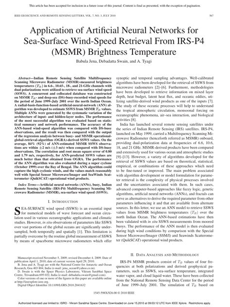 pdf application of artificial neural networks for sea surface wind