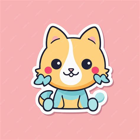 Premium Vector Cute Kawaii Cat Vector Illustration Sticker Design