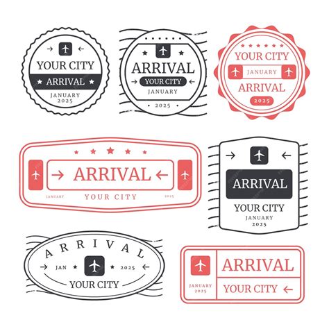 free vector flat design passport stamp set