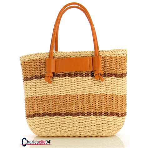 Sac cabas en paille colorée SC01 camel