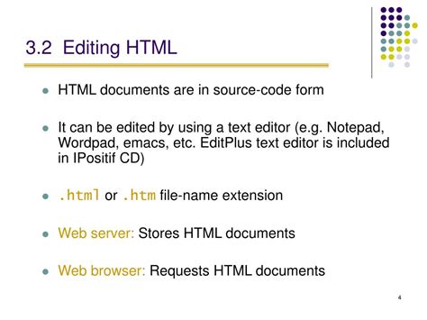 ppt outline 3 1 introduction 3 2 editing html 3 3 first html example