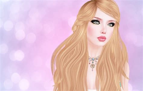 Скачать обои глаза девушка волосы губы колье рендер раздел рендеринг в разрешении 320x400