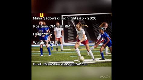 Soccer Highlights 2020 1 Maya Sadowski Youtube