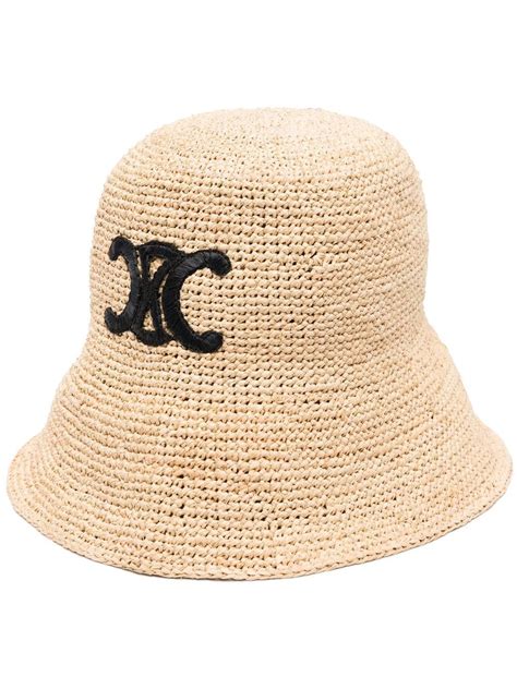 Celine Eyewear Logo Patch Raffia Hat Smart Closet