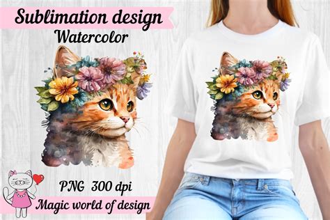 Cat Spring Floral Watercolor Clipart PN Graphic By Magic World Of