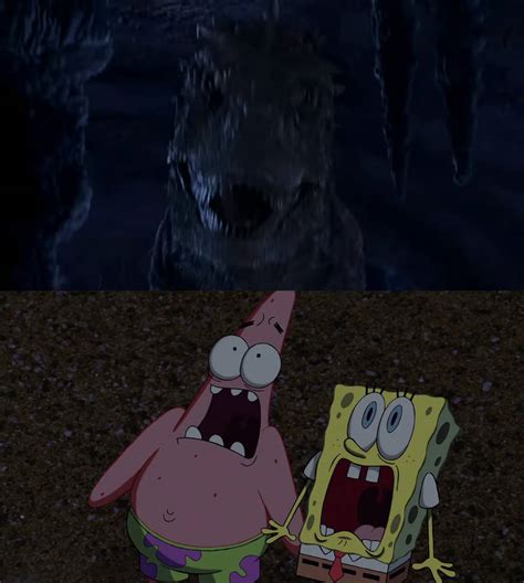 Spongebob And Patrick React Carnotaurus By Mnstrfrc On Deviantart