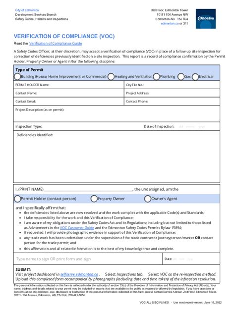 Fillable Online Verificationofcompliancevocform Verification Of