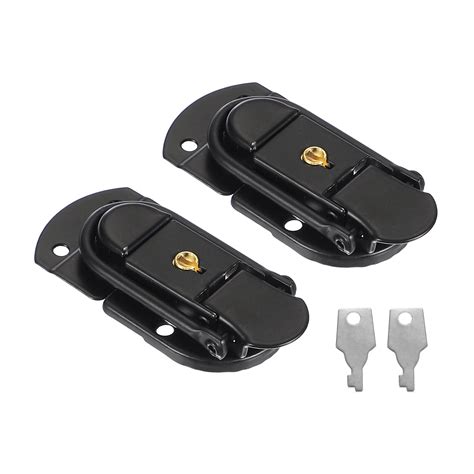 Uxcell Suitcase Lock Hasp 2 64x1 34 Metal Iron Toggle Catch Latch With Key Black 2pcs