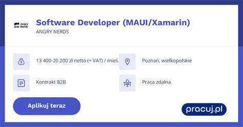 Oferta Pracy Software Developer Mauixamarin Angry Nerds Poznań
