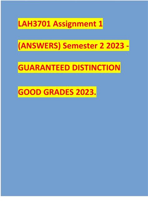 Lah3701 Assignment 1 Answers Semester 2 2023 Guaranteed Distinction Good Grades 2023
