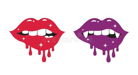 Ejemplo Rojo De Goteo Brillante Del Vector De Los Labios Ilustración