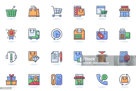 온라인 쇼핑 웹 플랫 라인 아이콘 패키지 모바일 앱 상점 선물 판매 돈 쿠폰 지불 할인 개념의 번들 개요 그림 웹 사이트