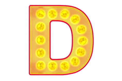 Premium PSD Light Bulb Letter D Glowing Retro Font D Rendering Isolated On Transparent Background
