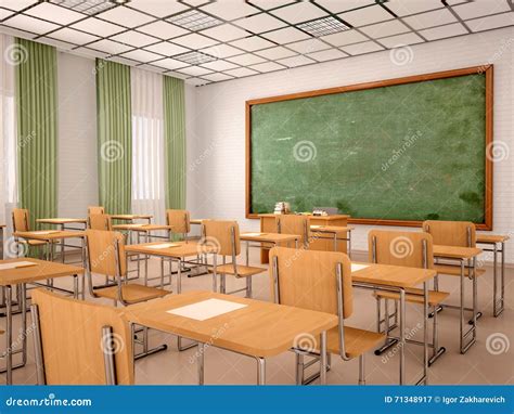 Illustration Of Bright Empty Classroom For Lessons Stock Illustration