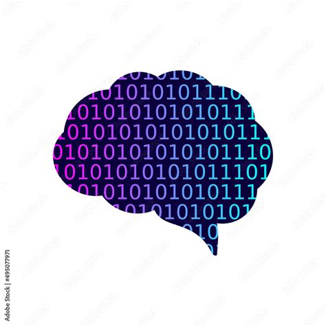 Binary Brain Color Icon Artificial Intelligence Concept Machine Learning And Big Data Zero