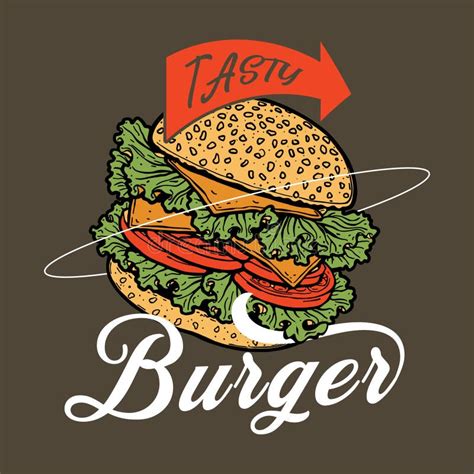 Tasty Burger Fast Food Typography Stock Illustration Illustration Of