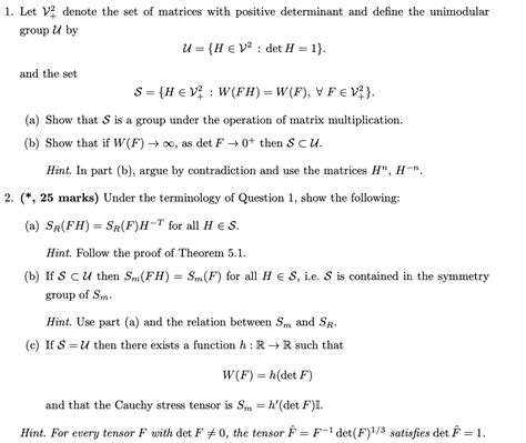 Let V Denote The Set Of Matrices With Positive Chegg Com