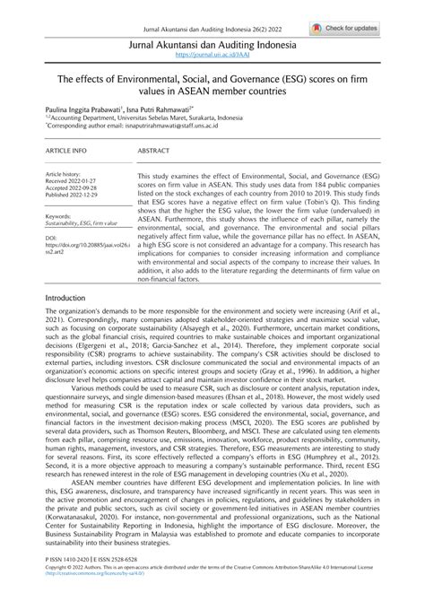 Pdf The Effects Of Environmental Social And Governance Esg Scores