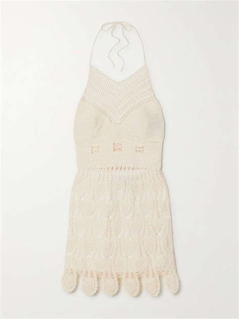 Crocheted Cotton Halterneck Mini Dress Net A Porter