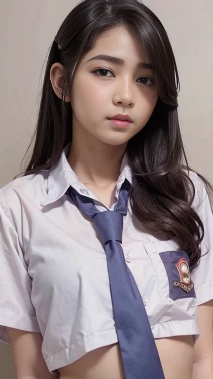 High School Uniform Small Breast Unbuttoned Shirt Open Chest Seaart Ai