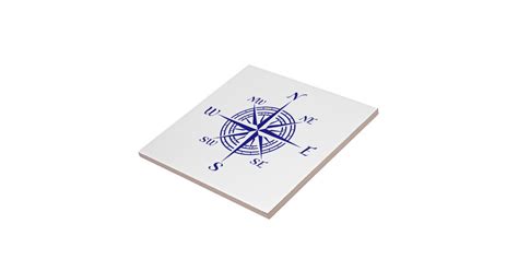 Navy Blue On White Coastal Decor Compass Rose Ceramic Tile Zazzle