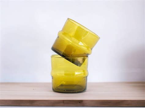 Handblown Glasses Set Of 6 Glasses Recycled Tumbler Sustainable Ha
