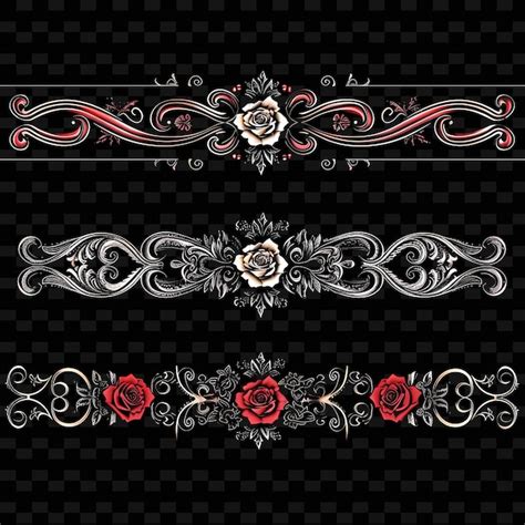 Premium Psd Png Classic Velvet String Borderlines Design With Rose