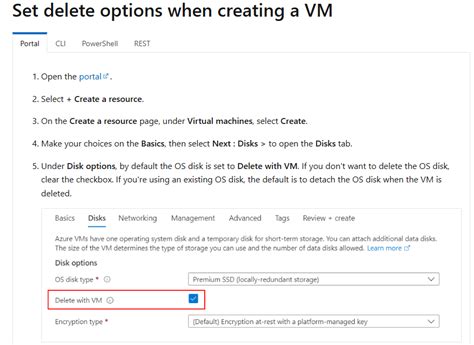 Set Delete Options When Creating A Vm Not Available Microsoft Qanda