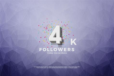 크리스탈 종이 배경에 4k 추종자 프리미엄 벡터