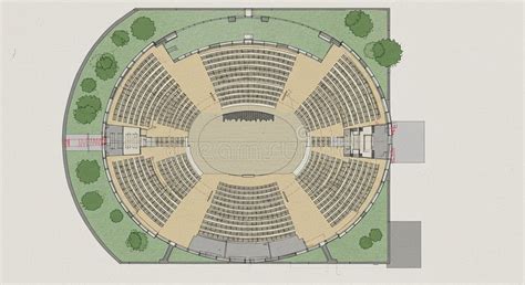 Circular Amphitheater Architectural Floor Plan With Seating Arranged In